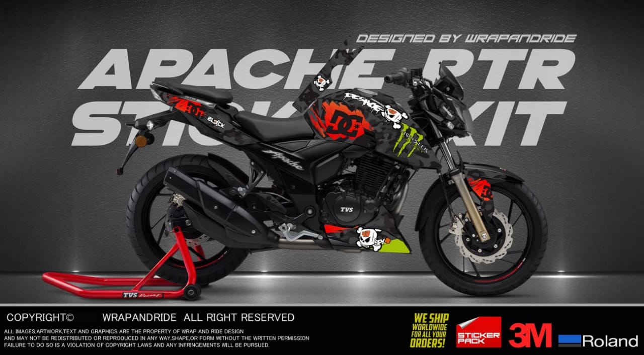 Buy Tvs Rtr 160 / 200 4v Kenblock gymkhana Design Wrap Decal Sticker ...