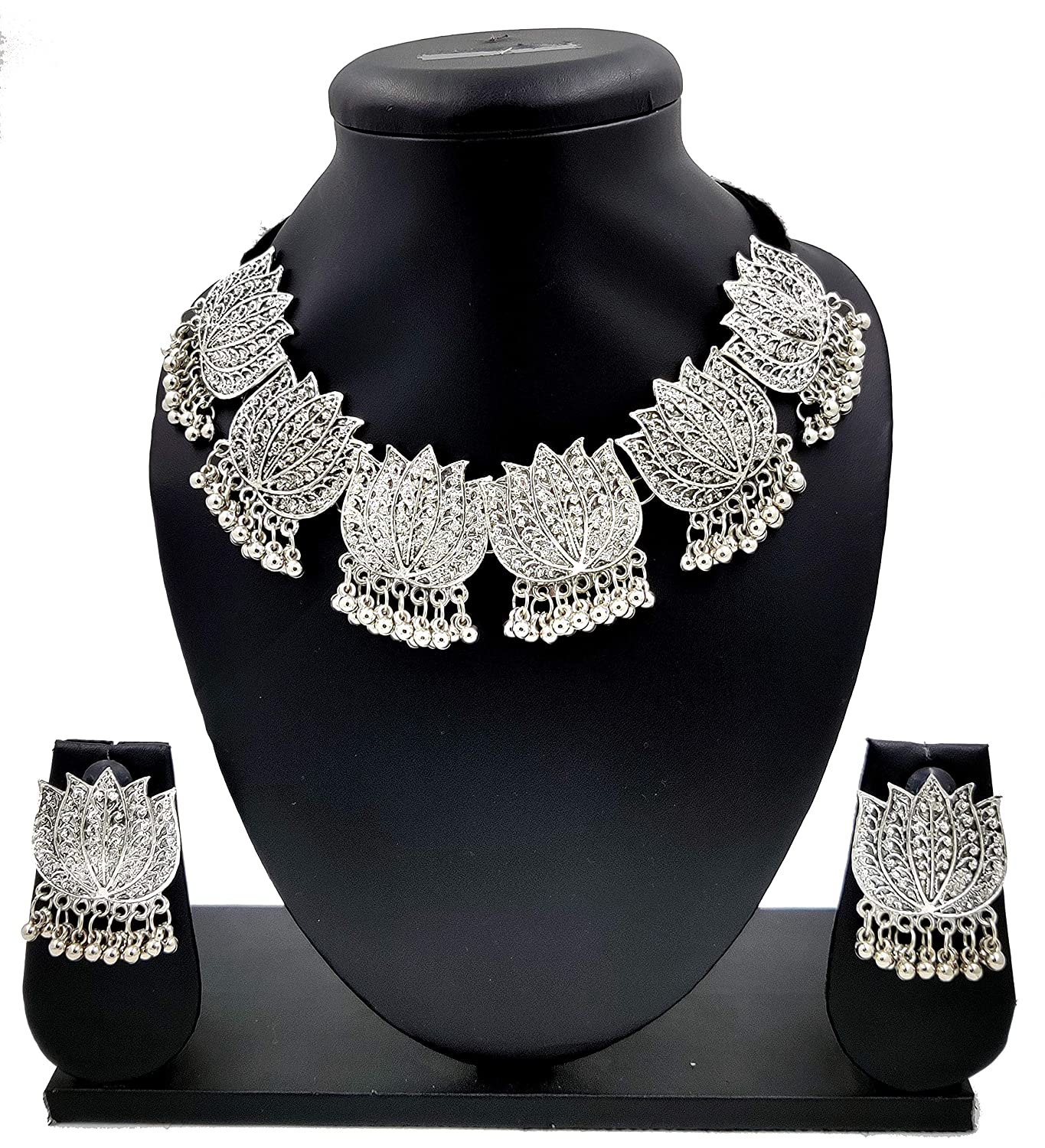 Buy Threadstone German Silver Oxidised Jewellery Set Traditional Choker ...