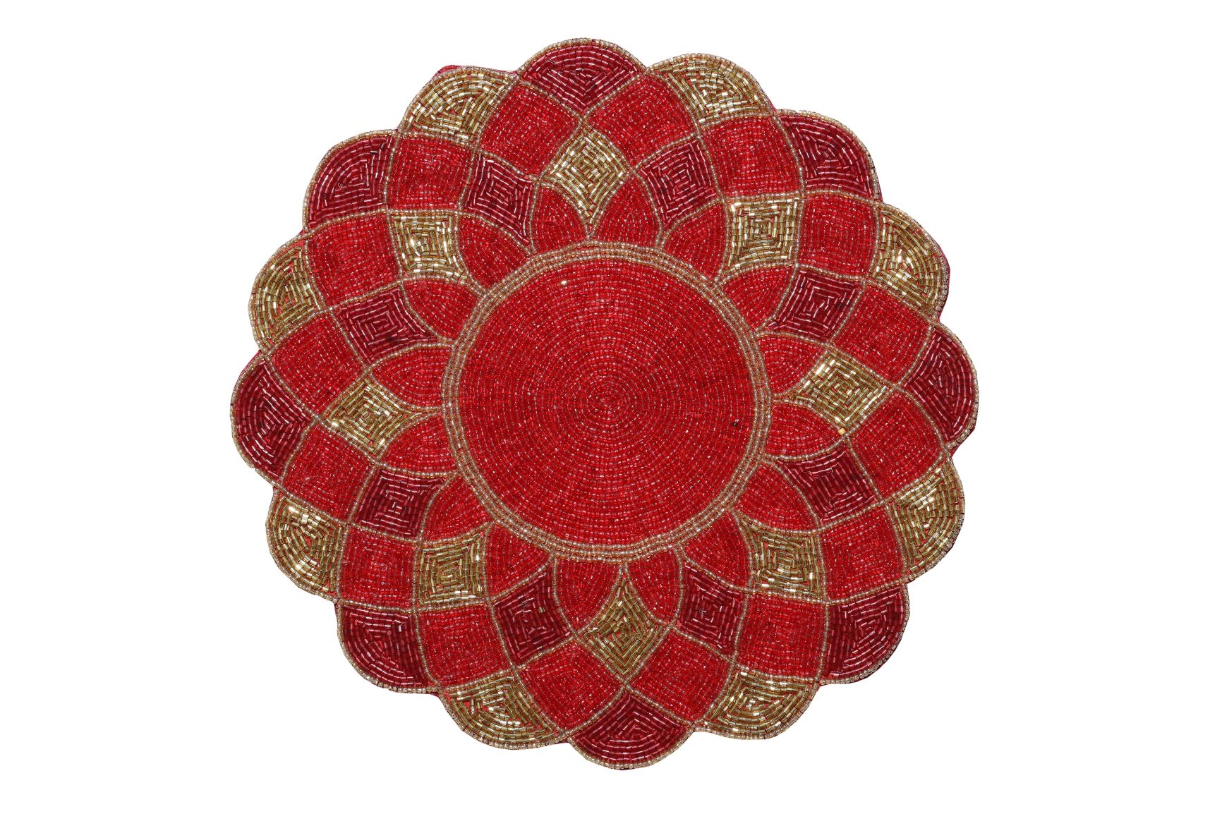 Buy FliHaut Handcrafted Beautiful Beaded Placemat for Dining Table (Red ...