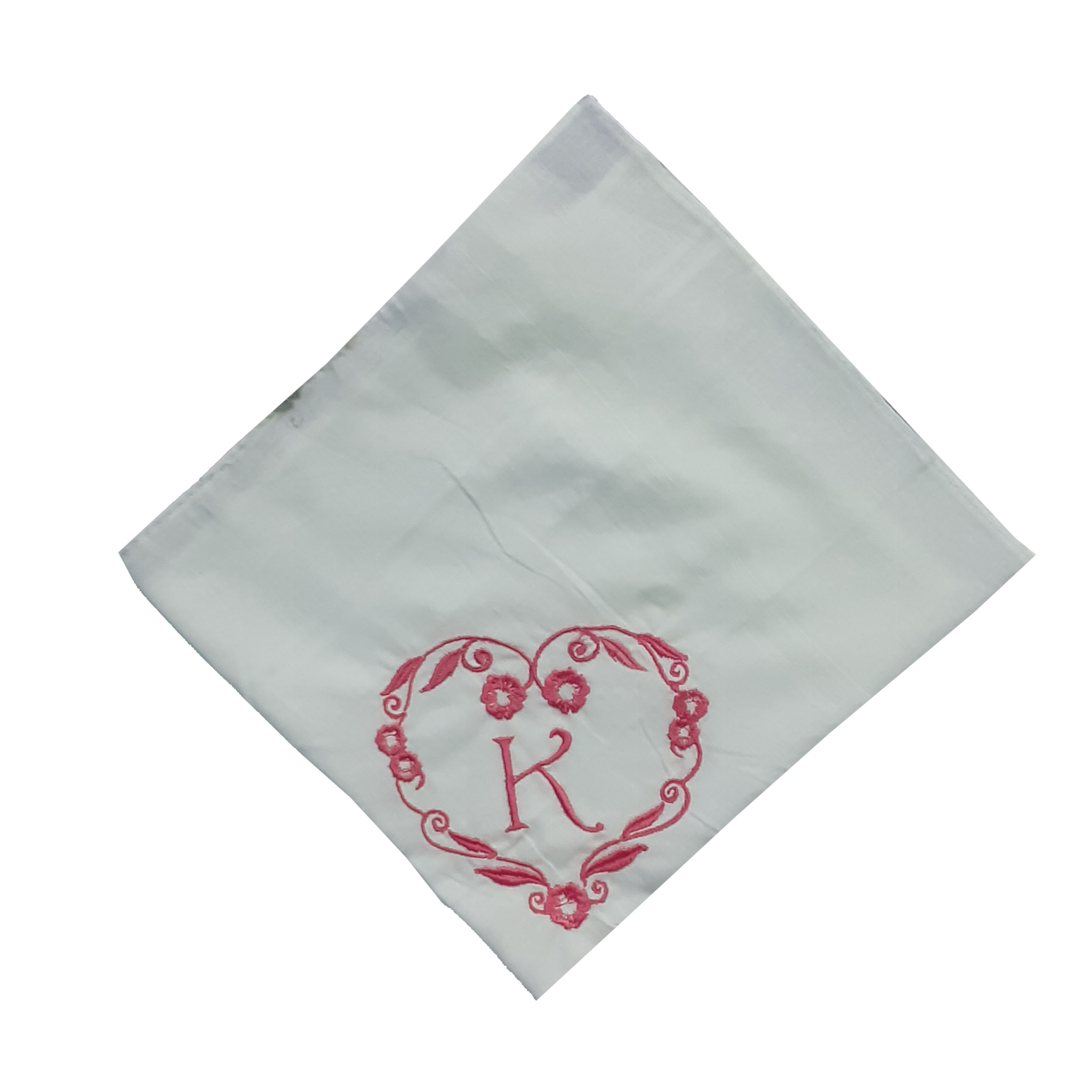 Buy SAE Elegantly Embroidered Heart with Letter- K Cotton Hand Kerchief ...