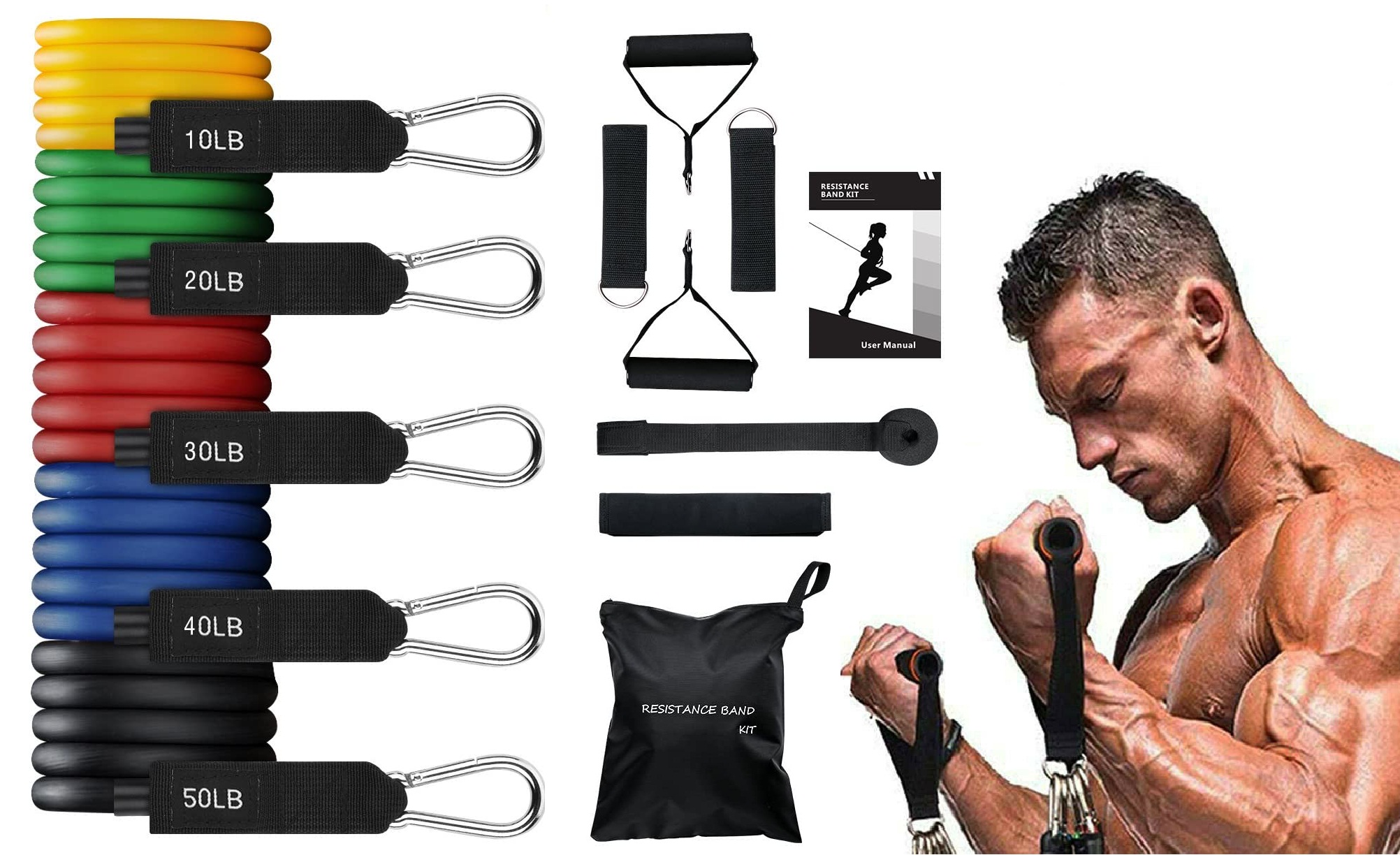 Buy 11 Pieces Resistance Exercise Tubing Set for Strength for Exercise ...