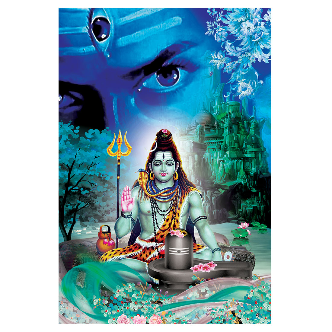 Buy Surmul Lord Shiva Om Meditating' Wall Sticker with Eye Shivling ...