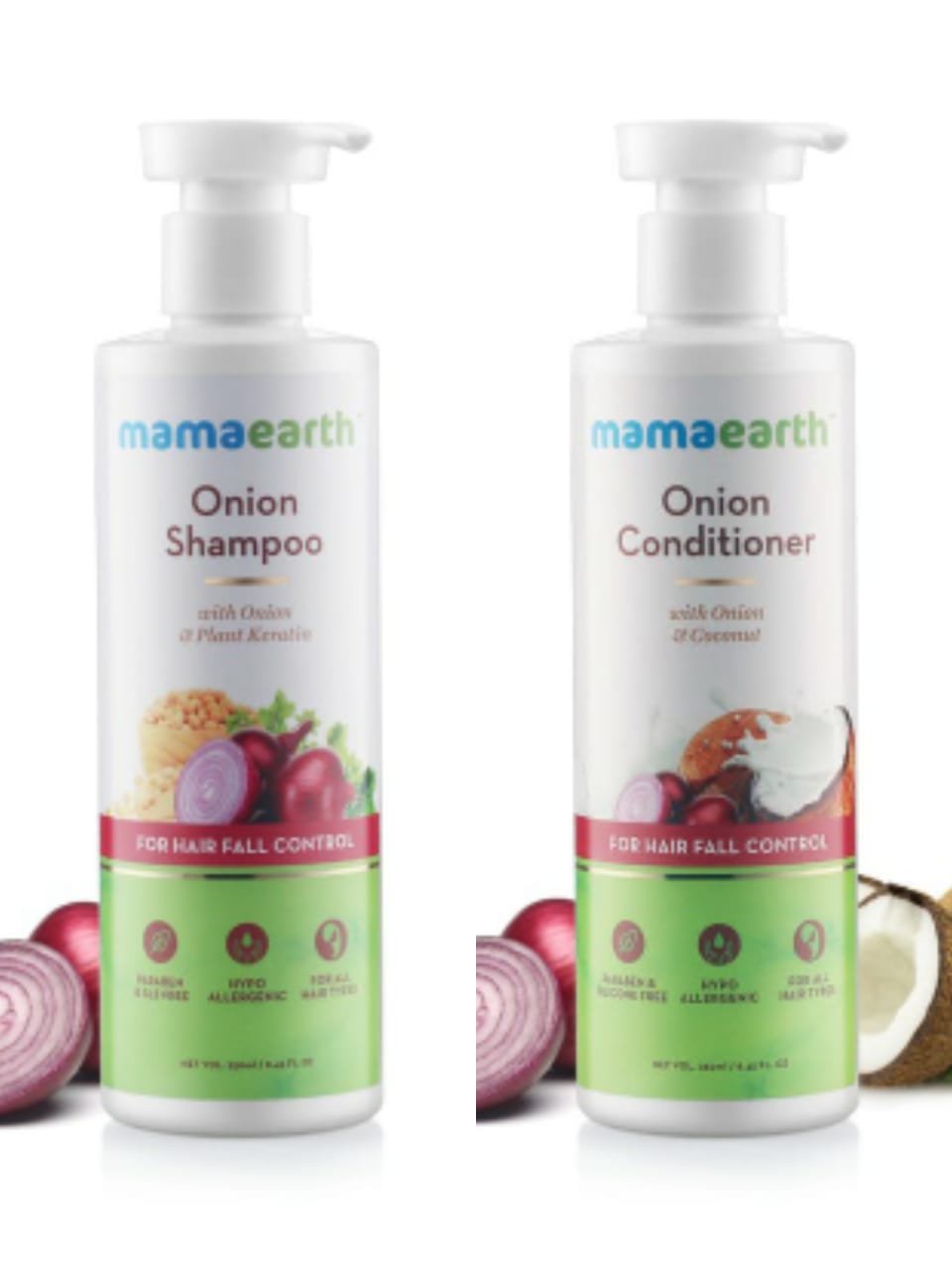Buy Mamaearth red Onion Hair Fall Shampoo+Conditioner for Hair Growth Hair Fall Control, with ...
