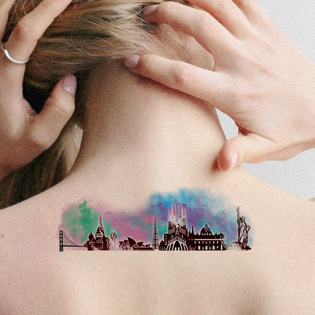 Buy Famous Places Name Tattoo Burj Khalifa, Opera House, Golden Gate ...