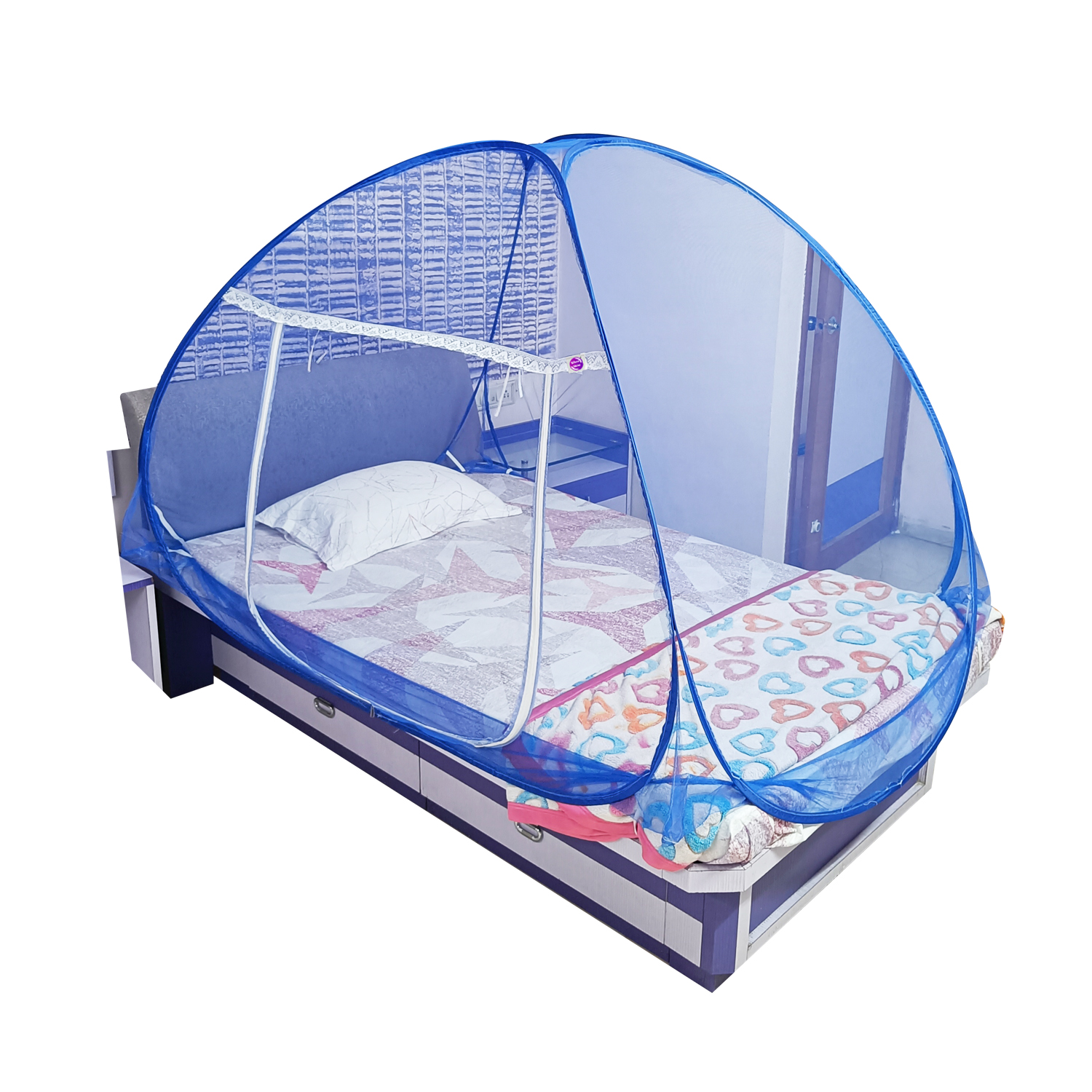 Buy Tent Style Mosquito Net Blue Color Polyester Foldable For Single Bed Mosquito Net Online buy-tent-style-mosquito-net-blue-color-polyester-foldable-for-single-bed-mosquito-net-online
