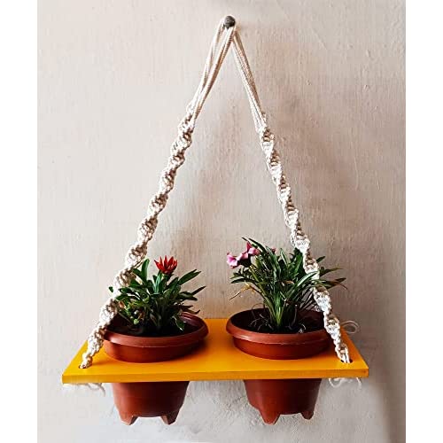 Buy Khush Its Amazing Plant Macrame Hanger Shelf Indoor Hanging Planter ...