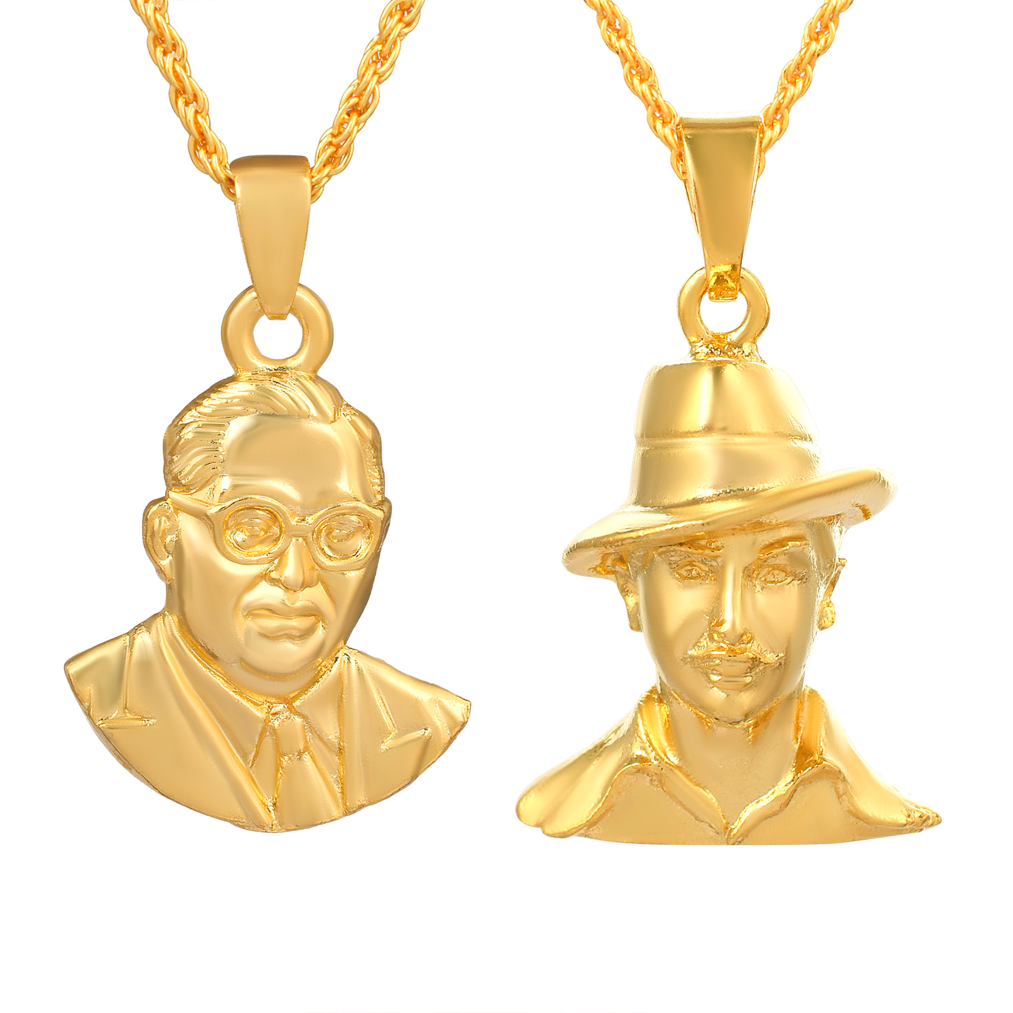 Buy Brass Goldplated Ambedkar & Bhagat Singh chain pendant Indian ...
