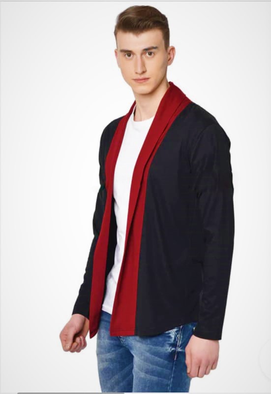 Buy Men Fashion Maroon And Black Constrat Color Shrug Online @ ₹999 ...