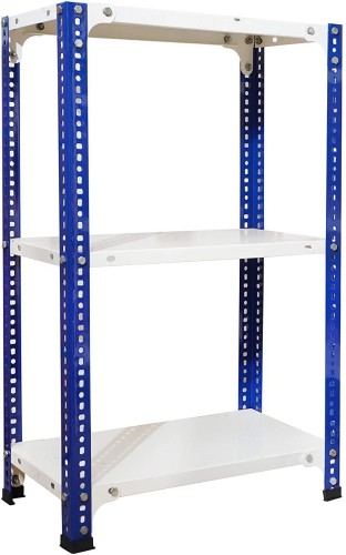 Buy Spacious 3 Shelf Slotted Angle RackRack_122424 (Blue & Ivory ...