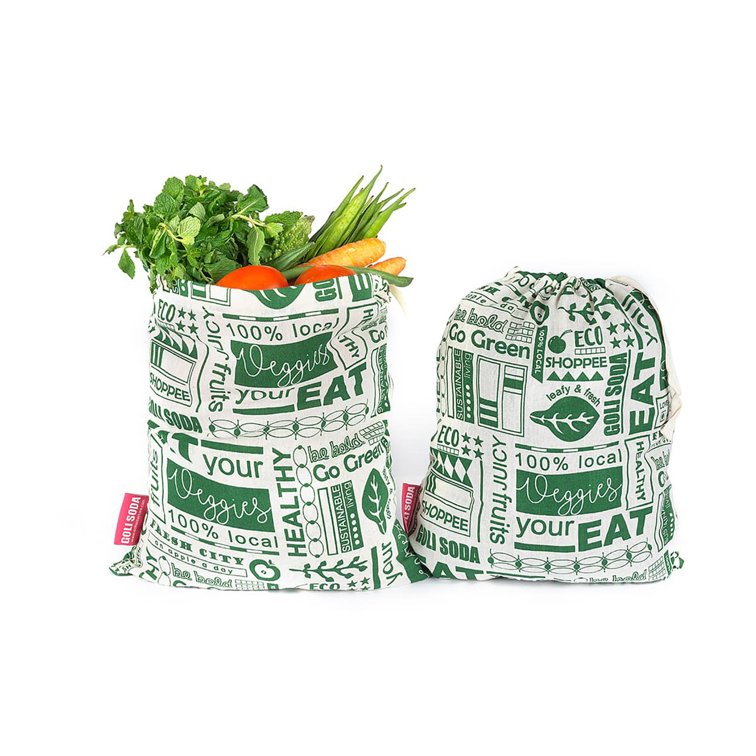 Buy Goli Soda Go Green Reusable Cotton Produce Bags For Storage - Small ...