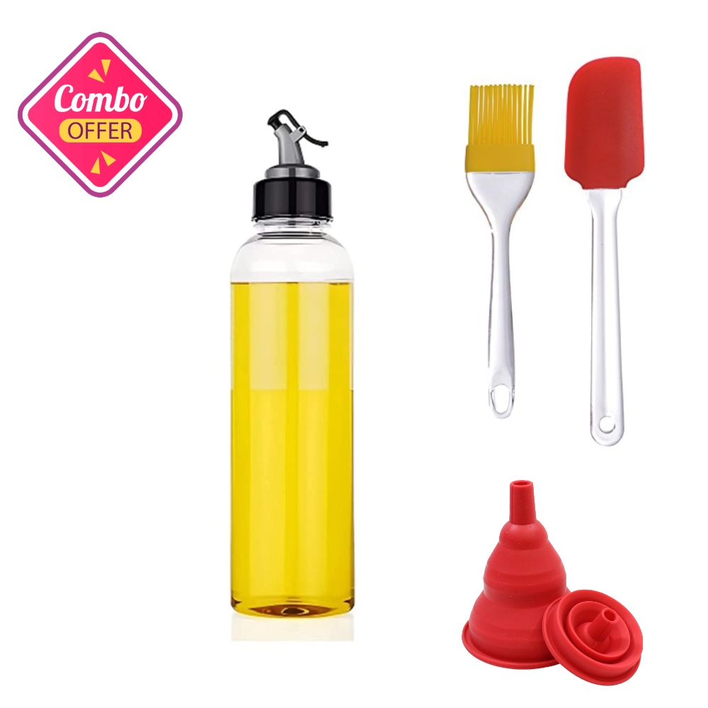 Buy 1000 ml Plastic Oil Dispenser Bottle for Kitchen With Oil Silicon ...