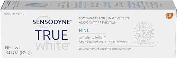 Buy Sensodyne True White Fluoride Toothpaste for Sensitive Teeth, Mint ...