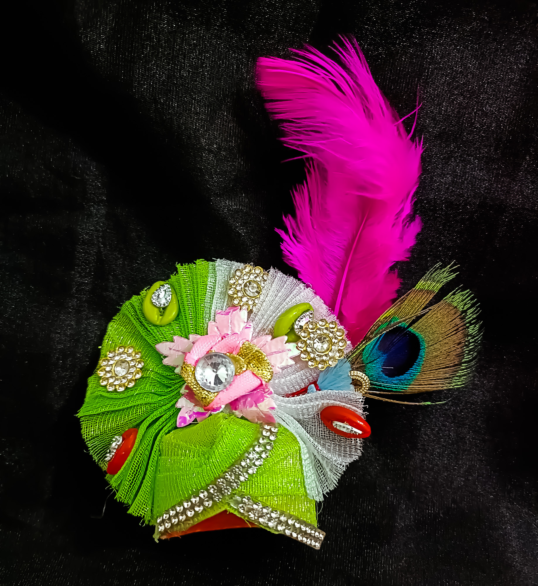 Buy Kuhi Handmade Designer Pagdi with Morpankh For Kanha Ji And Size No ...