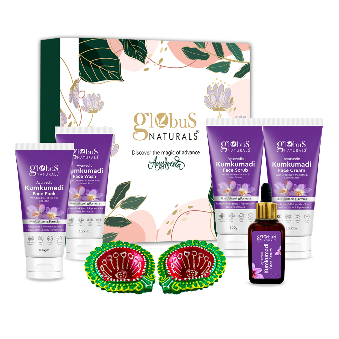 Buy Globus Naturals Kumkumadi Diwali Glow Gift Box, Set of 5 -Face Wash ...