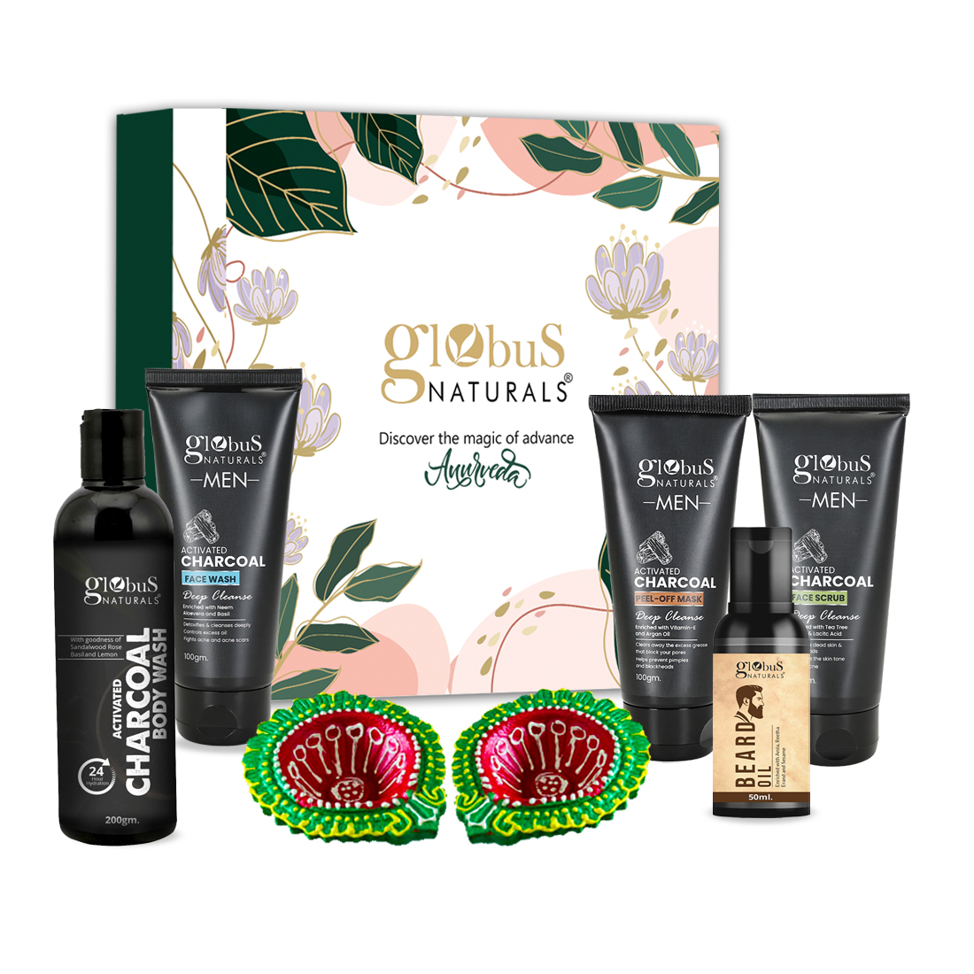 Buy Globus Naturals Charcoal Men Diwali Glow Gift Box (big) Set of 5 ...