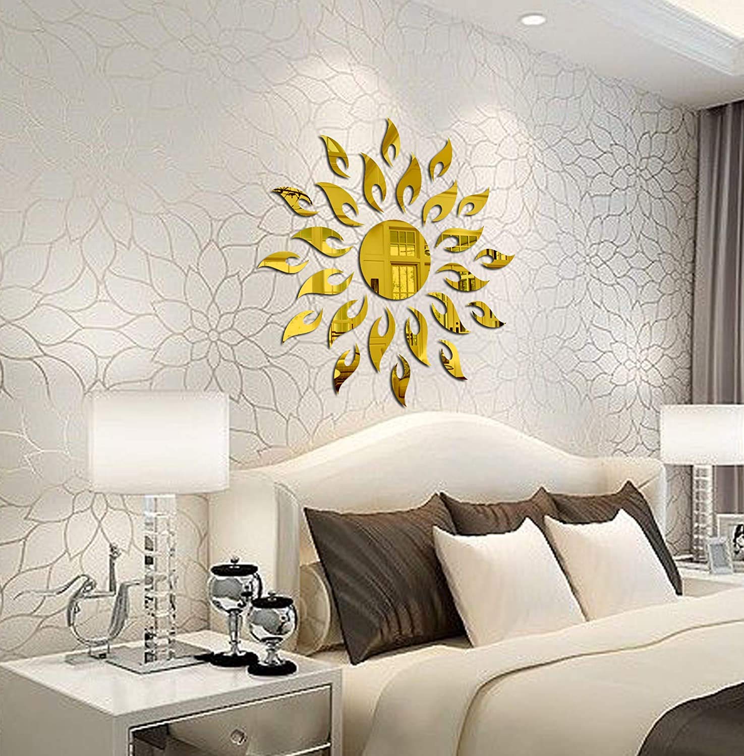 Buy Grahak Trend - Sun Golden - 3D Acrylic Decorative Mirror Wall ...