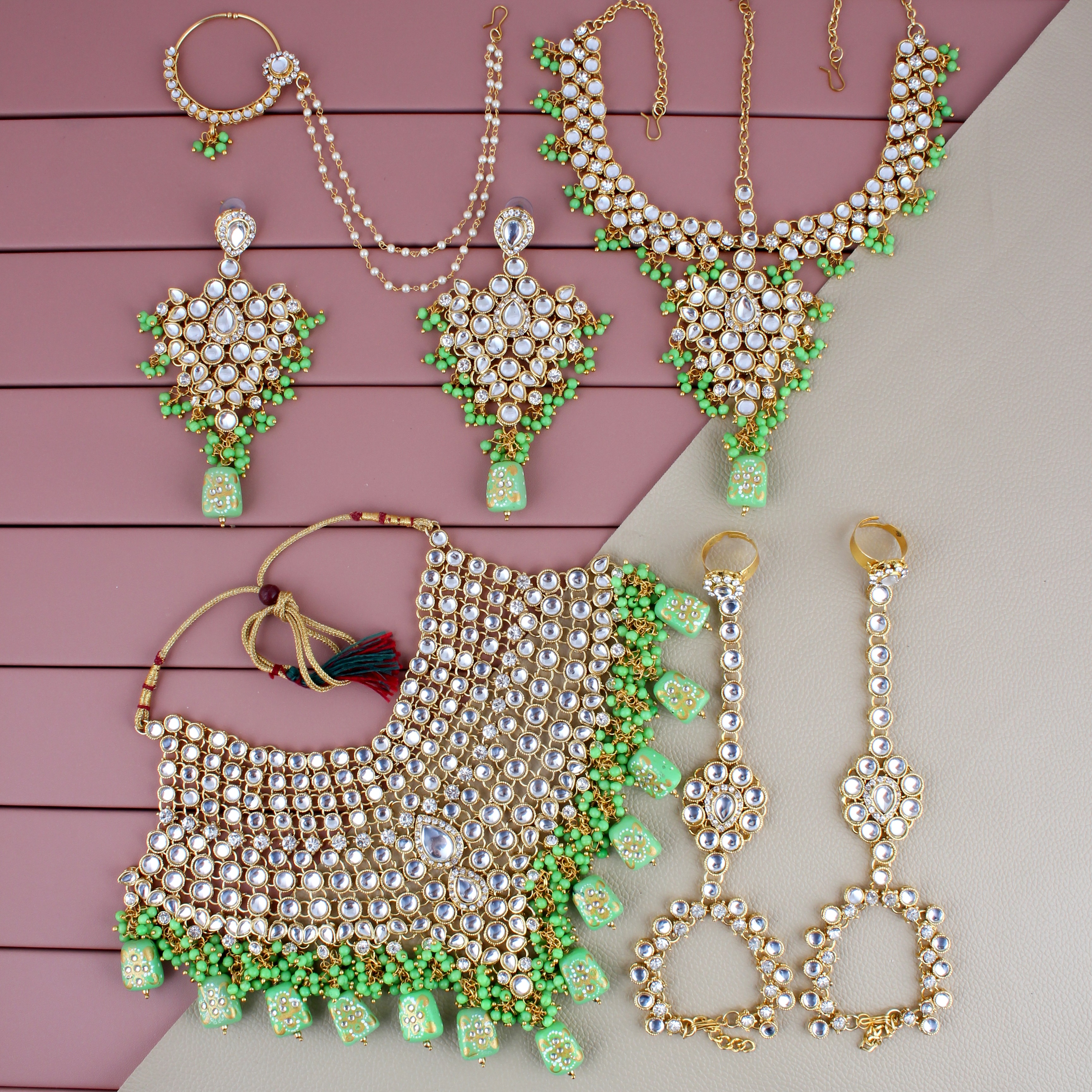 Buy Lucky Jewellery Traditional Gold Plated Parrot Green Color Dulhan ...