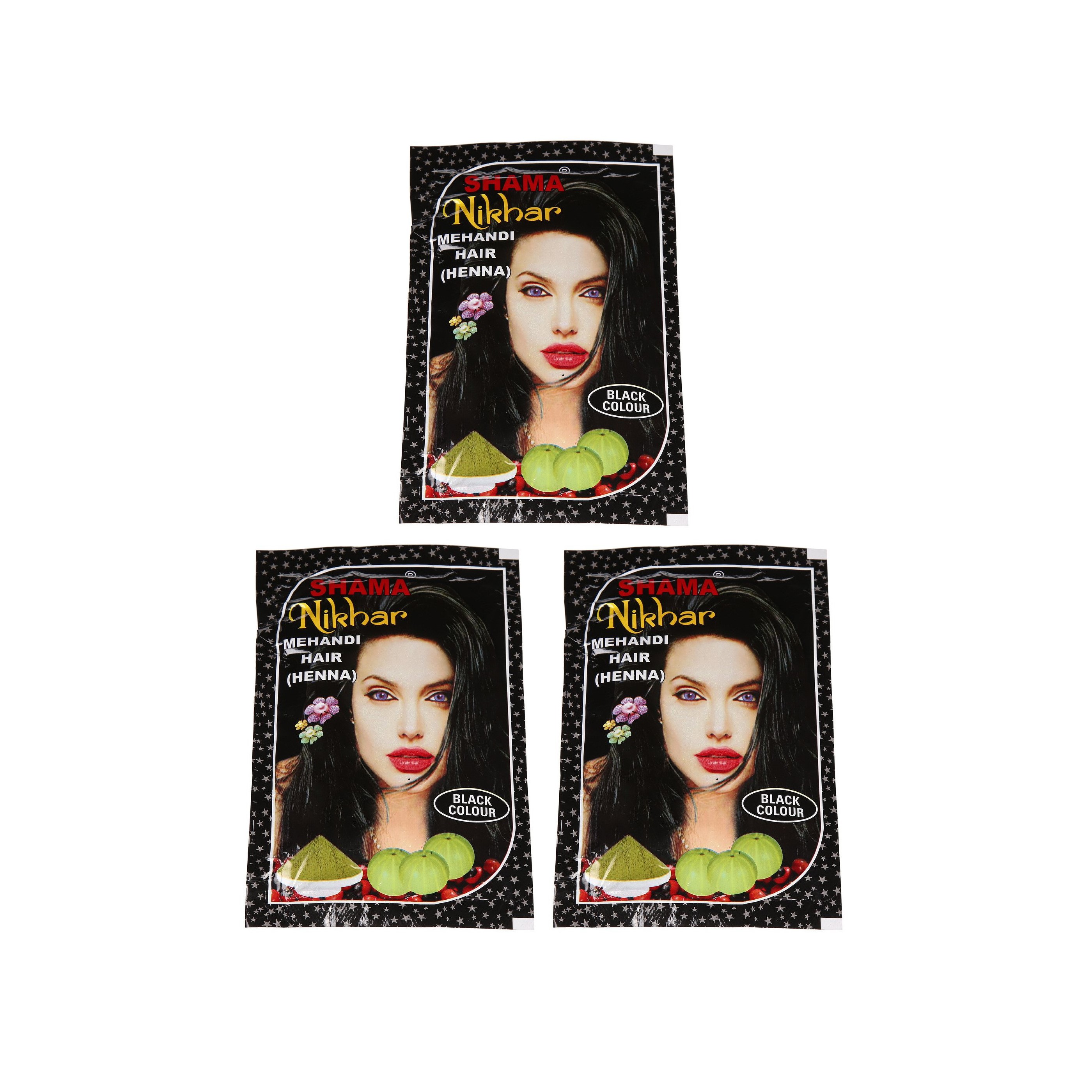 Buy Shama Nikhar Mehandi Henna Black Colour Hair - 45g (Pack Of 3 ...