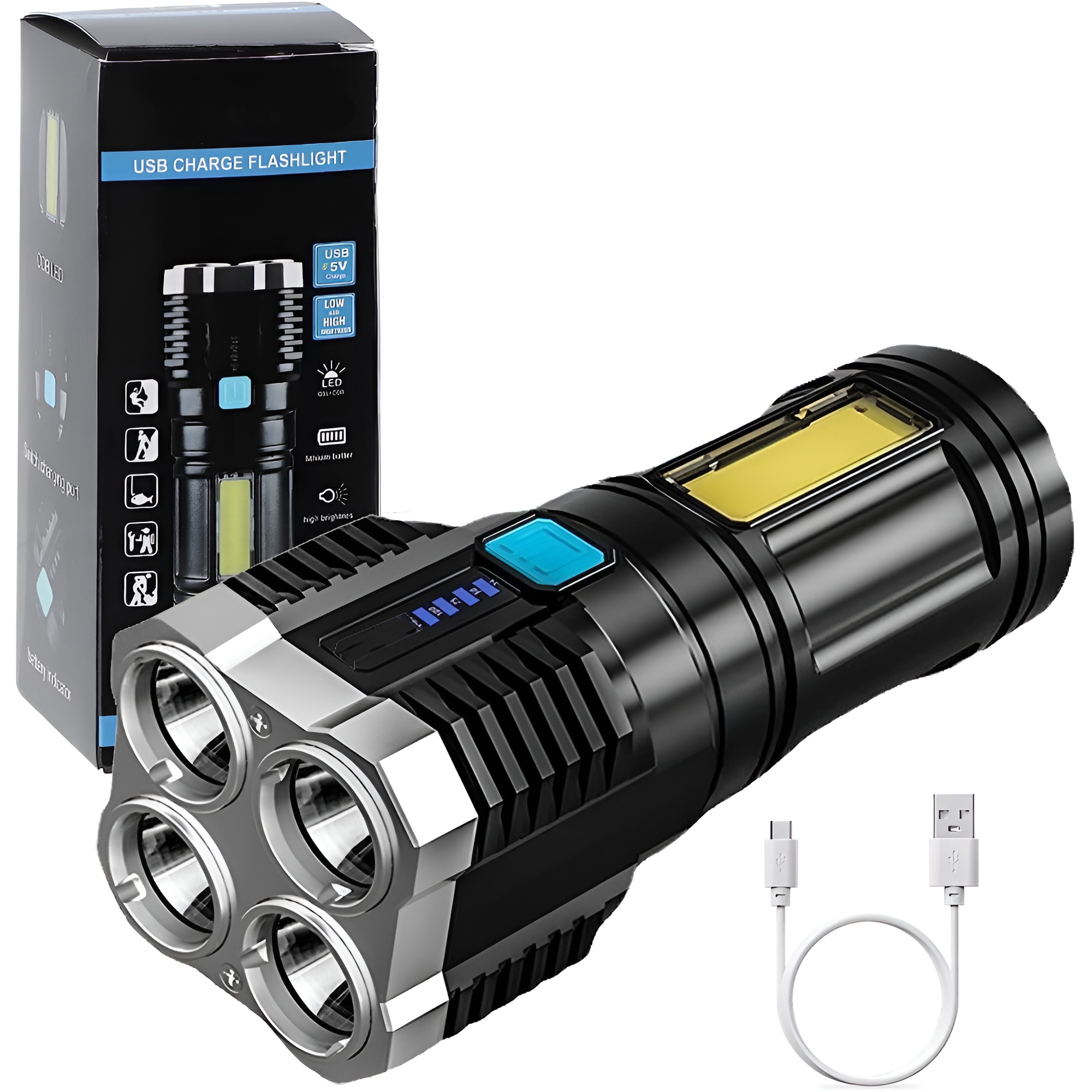 Buy Aseenaa 4 in 1 Led Torch Lights Rechargeable Emergency Torch Light ...