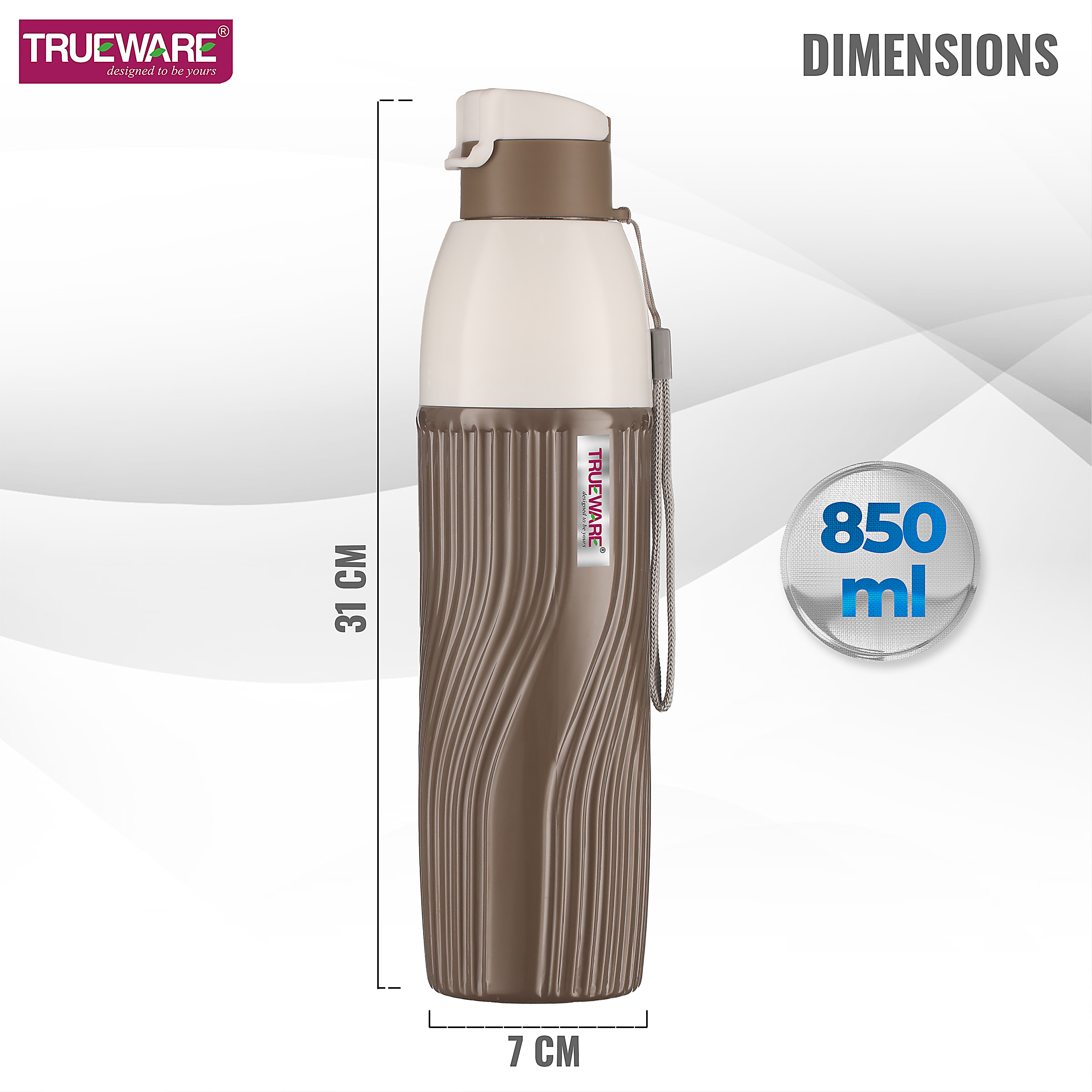 Buy Trueware Aqua Bliss PU Insulated Plastic Water Bottle 850 ml-Assorted Color Online @ ₹285 ...