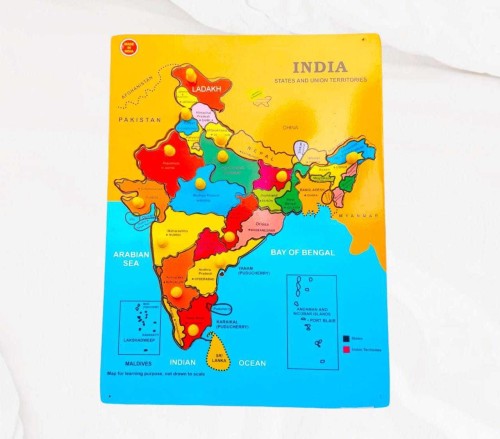Buy VSINDIA Wooden Map Of India Educational Puzzle For Kids (Multicolor ...