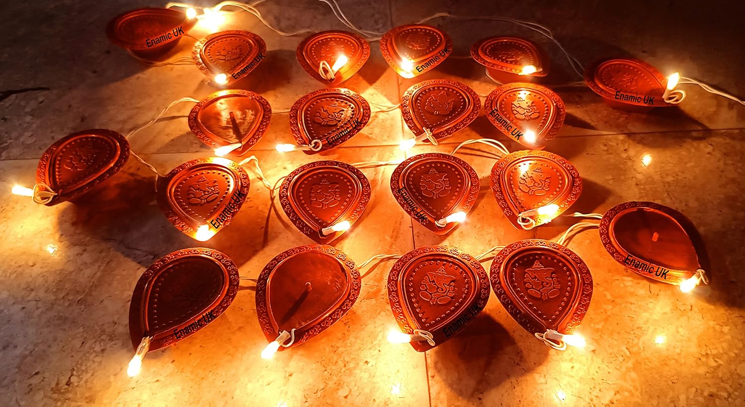 Buy Diwali Decorative 21 LED Diya Lights Electric Diya String Lighting ...