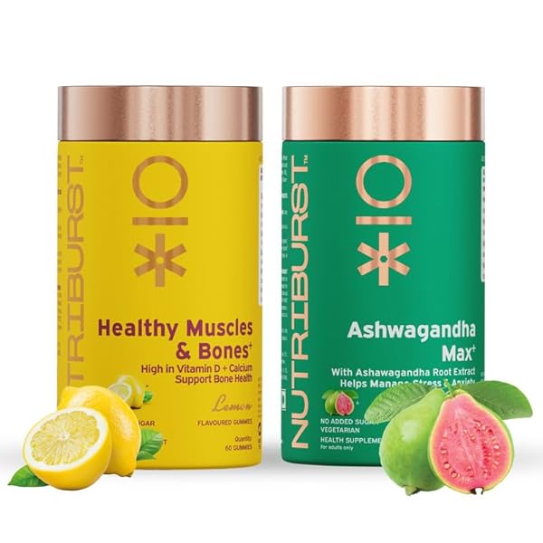 Buy Nutriburst Body and Mind Combo : Healthy Muscles and Bones Gummies ...