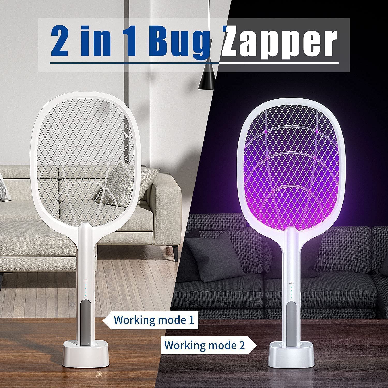 Buy 2-in-1 Rechargeable Mosquito Killer Racket with UV Light Lamp, Bug ...