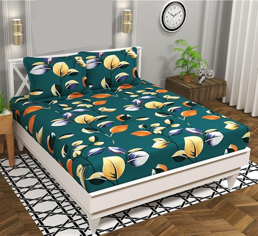 Buy Quirky Home Premium 120 TC Cotton Blend Flat Double Bedsheets with ...