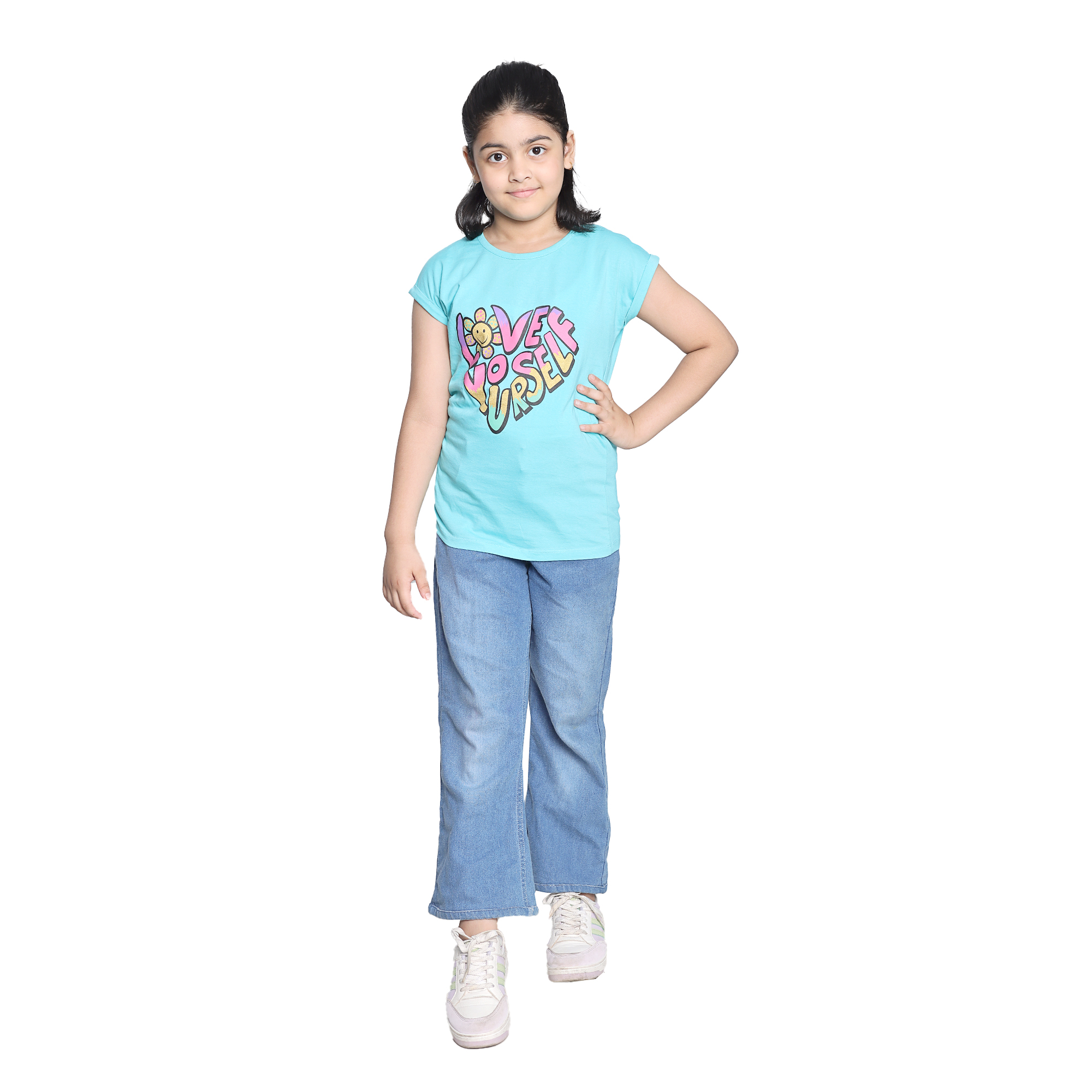 Buy Kid Kupboard Cotton Girls T-Shirt, Light Blue, Half-Sleeves, 10-11 Years KIDS7673 Online ...