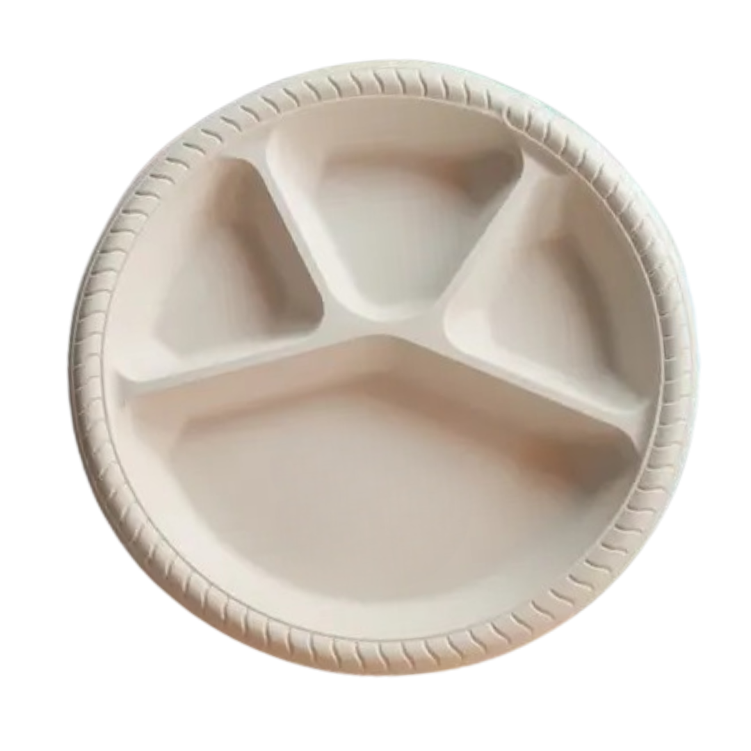 Buy Corn Starch 4 Compartments Plates - 25 Pcs Online - Get 72% Off