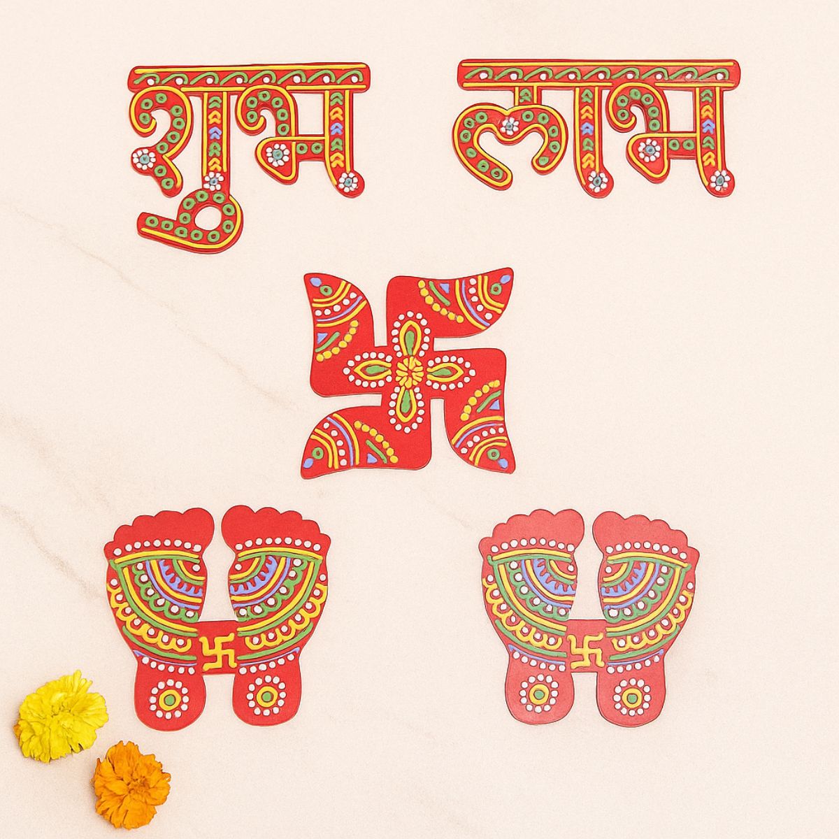 Buy Tiny Shiny shubh labh for Door Entrance with laxmi feet(charan ...