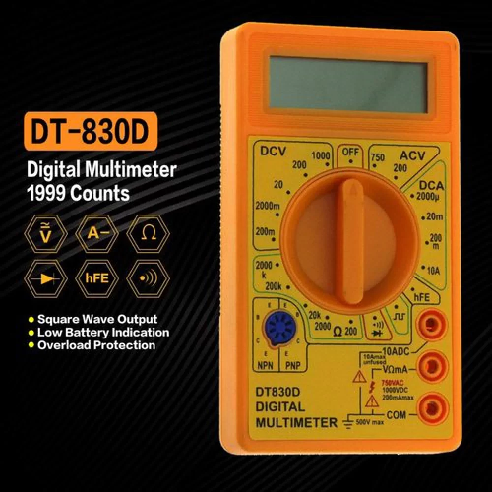 Buy DT-830D Mini Digital Multimeter With Buzzer Overload Protection Safety Voltage Ampere Ohm ...