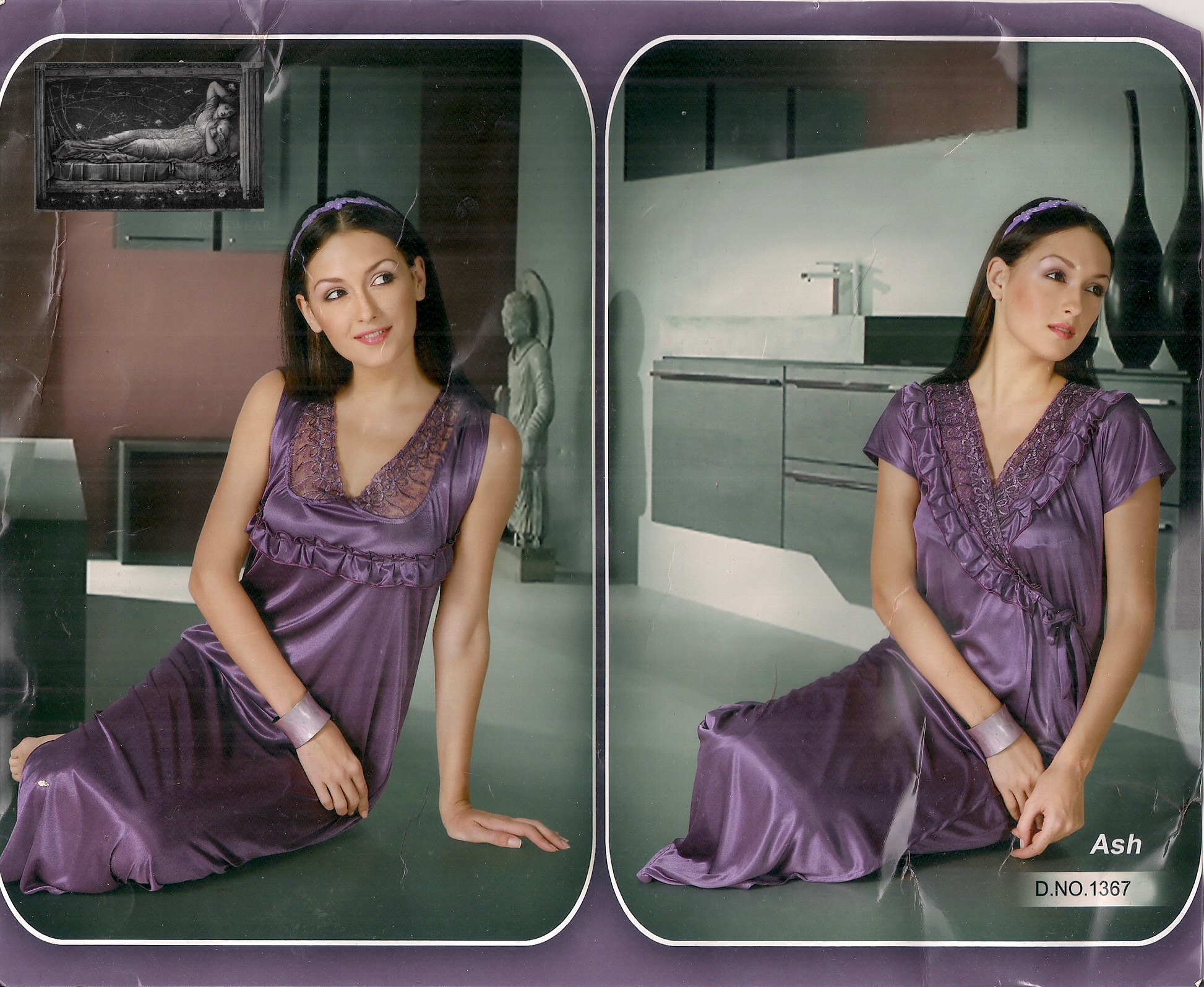 Womens Sleep Wear Rich 2pc Nighty & Over Coat Night Wear Set in 1367 ...
