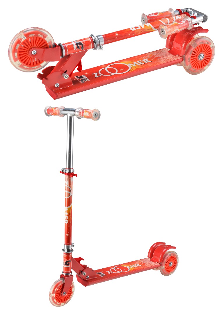 COSMIC ZOOMER LED 3 WHEEL KIDS KICK SCOOTER RED