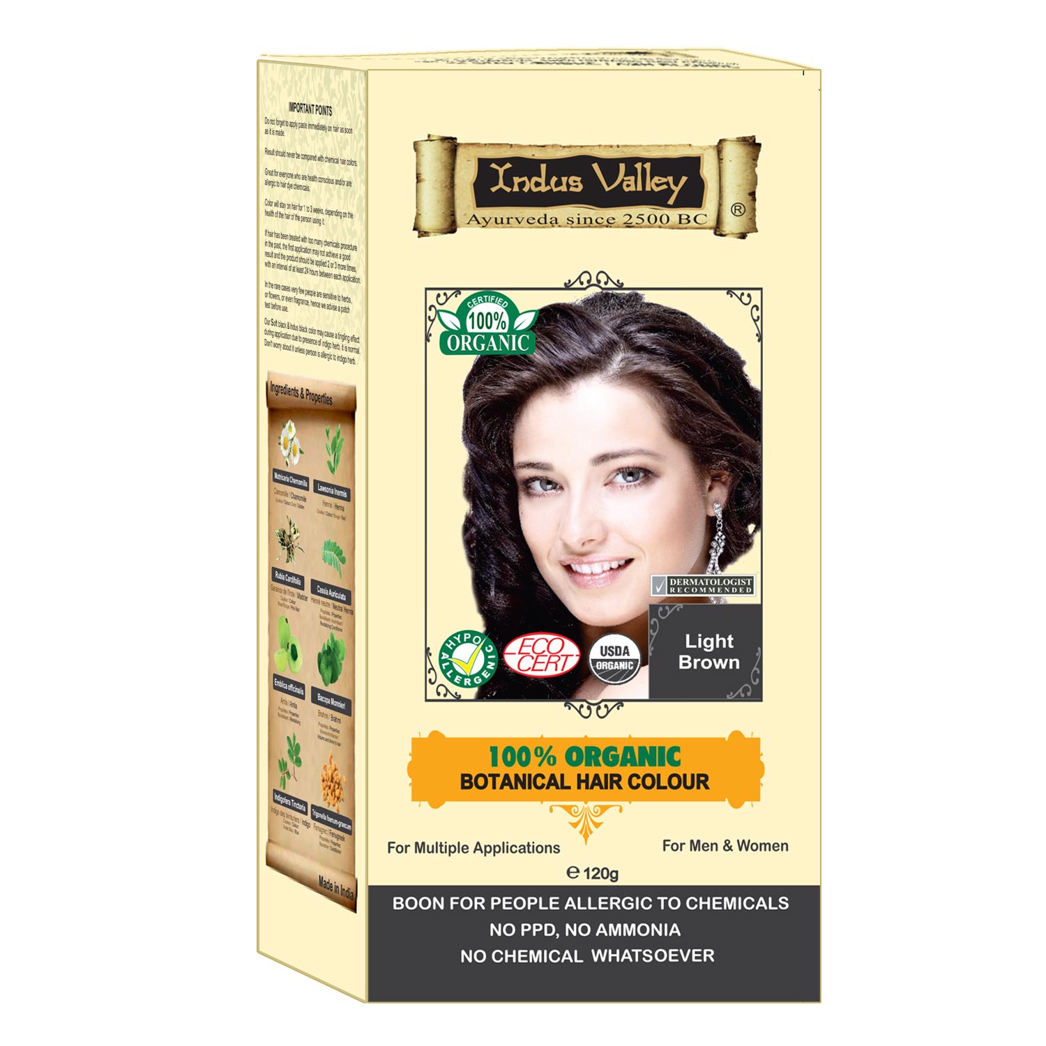 Buy Indus valley Halal Organic Hair Color- Light Brown Online @ ₹559 ...