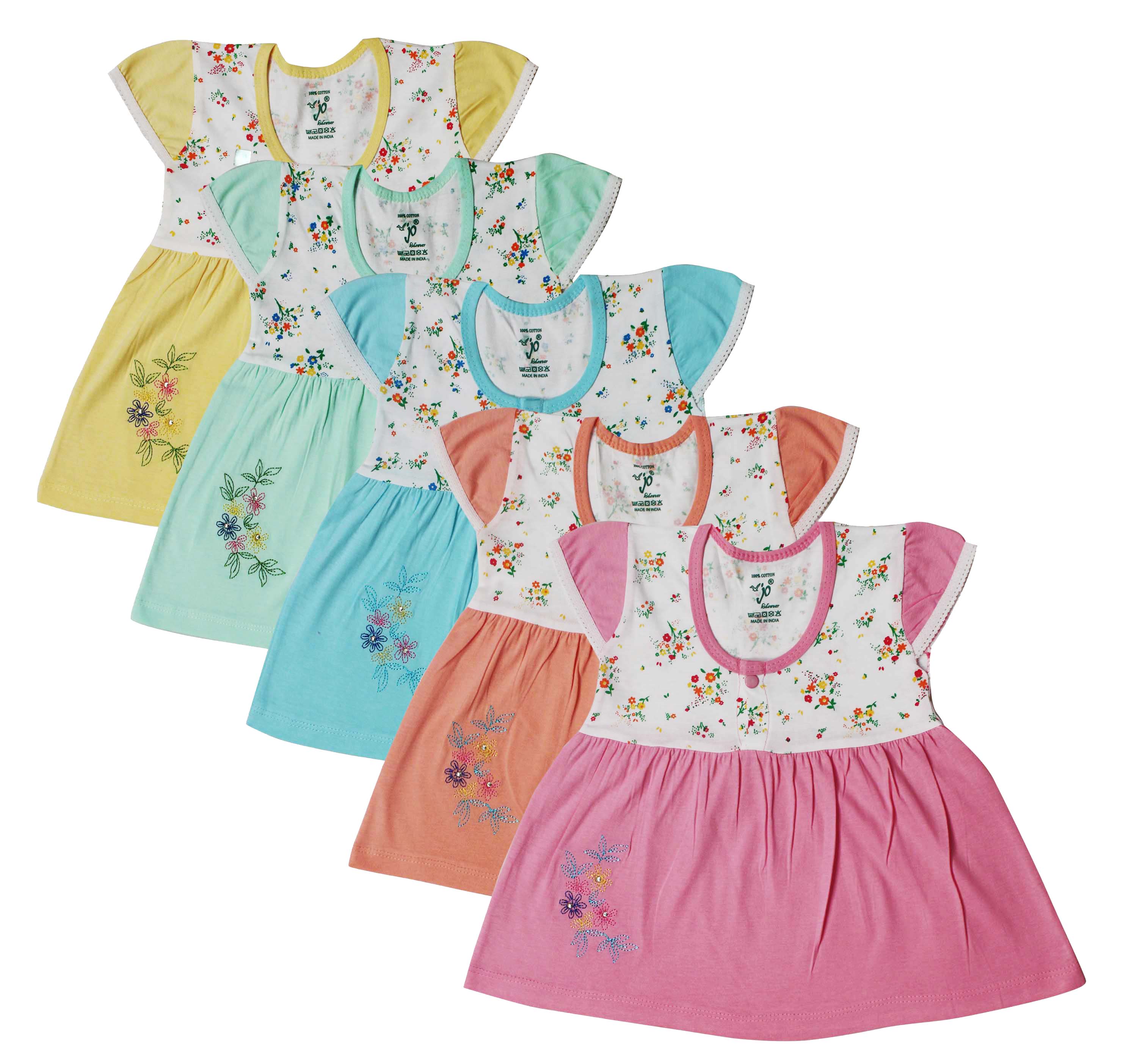 Buy Baby girls frocks set ( 0 - 6 months ) (A pack of 5 ) Online @ ₹885 ...