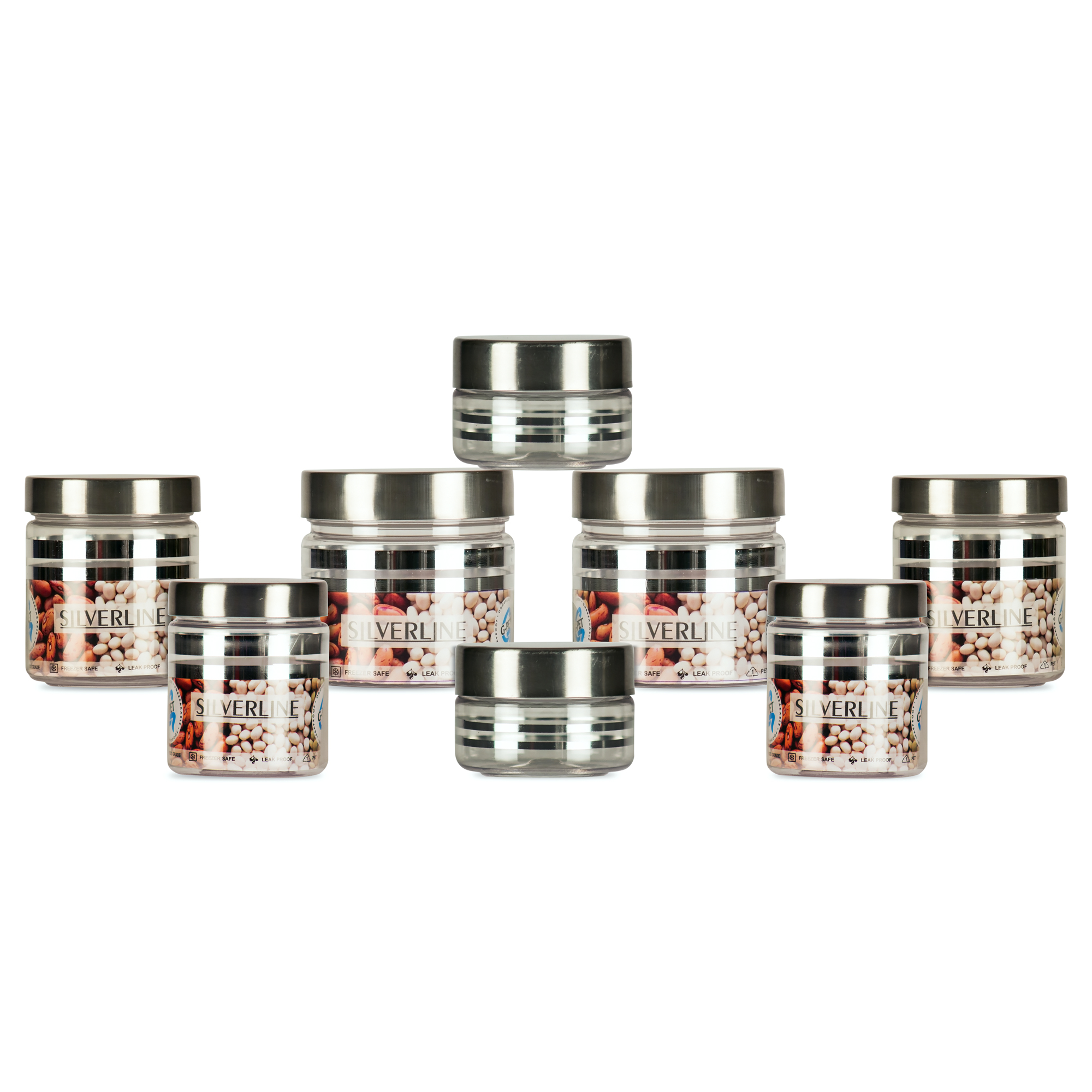 Buy GPET Silver Line Container Pack of 8 50 ml 2 pcs 100 ml 2pcs 200 ml ...