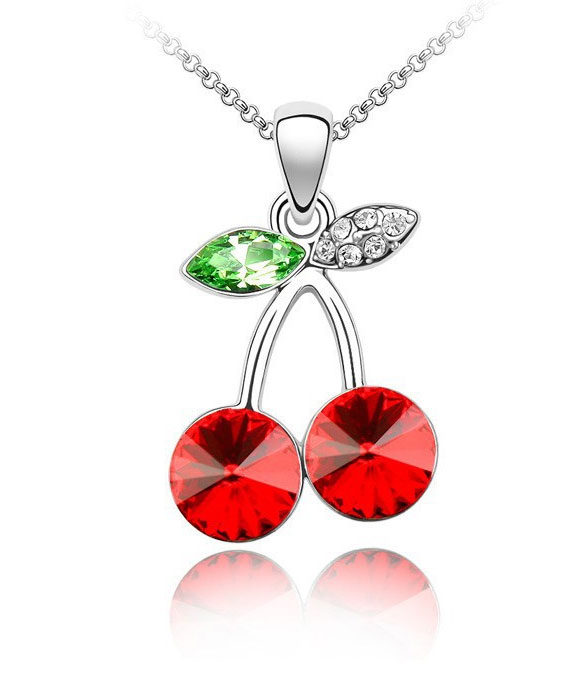 Shop Cinderella Crystal Cherry Platinum Plated Necklace Online - Shopclues