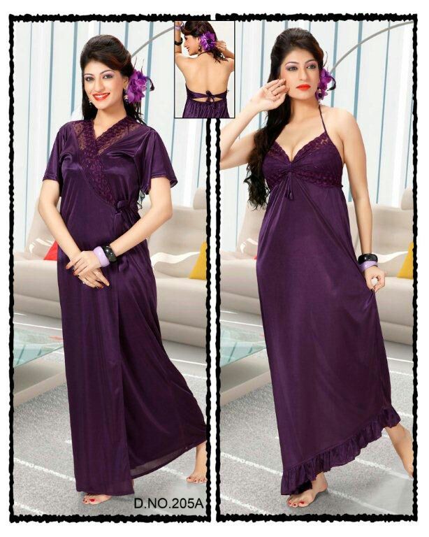 Buy Womens 2pc Nighty & Over Coat Formal Fun Set 205A Wine Sleep & Robe ...