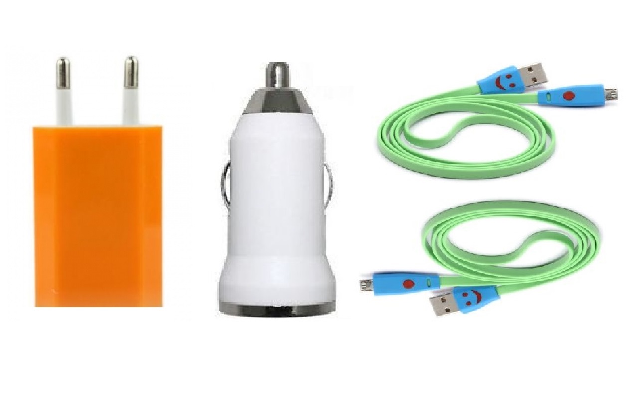 Buy (Tricolor combo No 9 ) 4 in 1 combo of Usb Adopter, car charger and ...