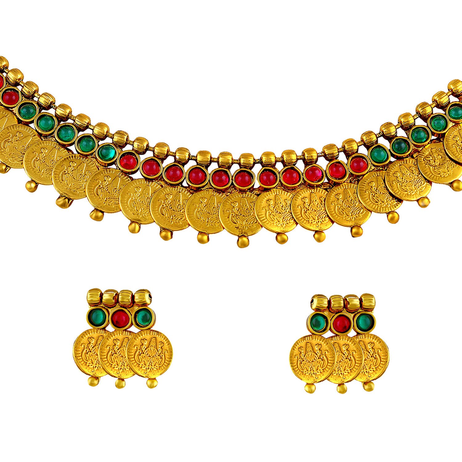 Buy Asmitta Laxmi Coin Traditional Gold Plated Choker Style Necklace