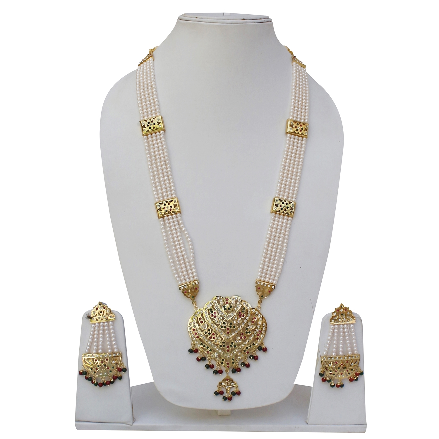 Buy Lucky Jewellery Designer Magenta Green Color Gold Plated Pearl ...