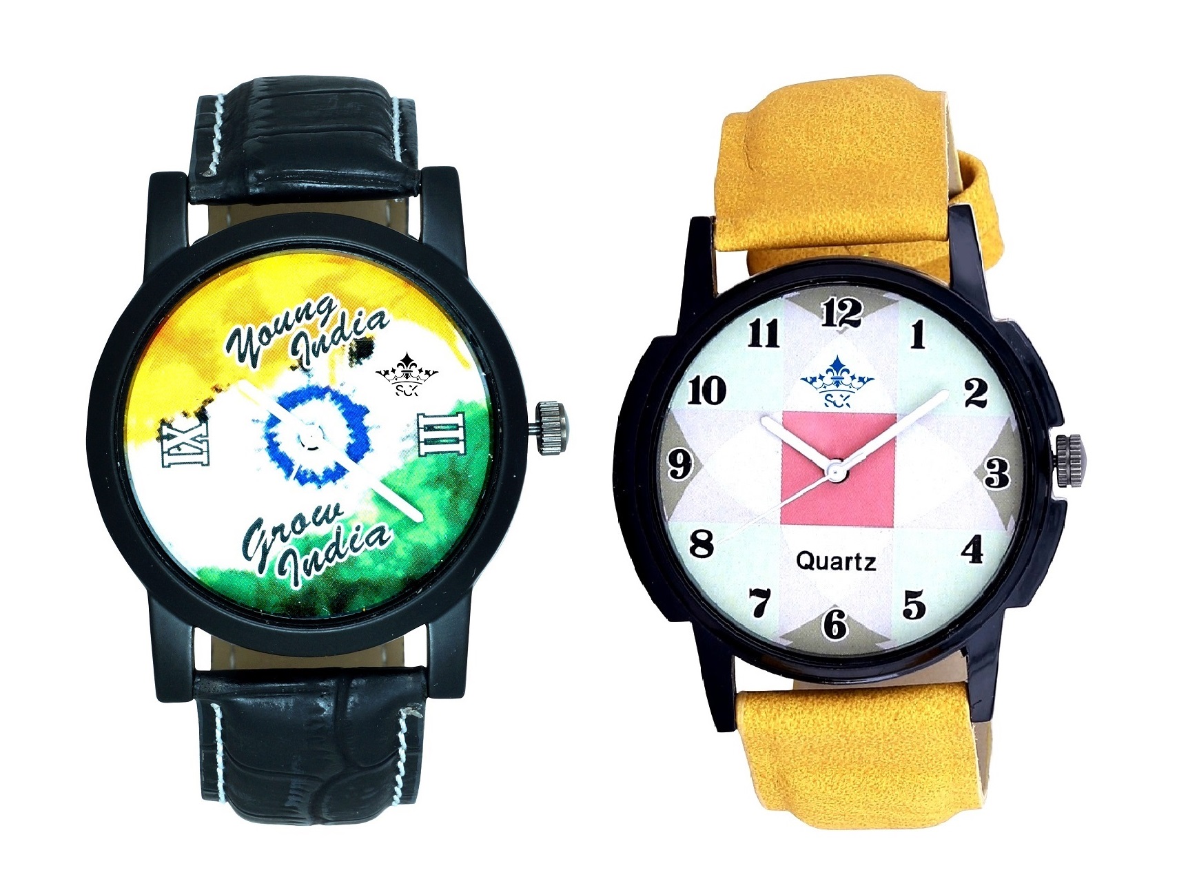 Buy Luxury Square Design And Young India Grow India Men's Analog Combo ...