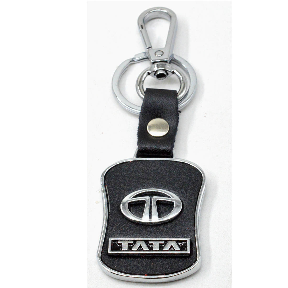 Buy Premium Quality Leather Keychain Compatible for TATA with Chrome ...