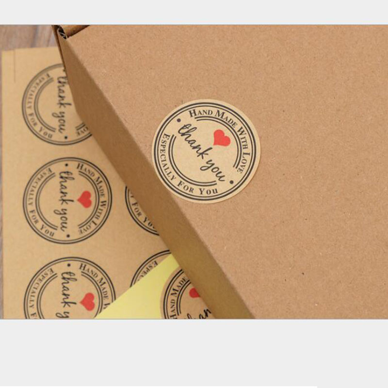 Buy 100pcs/Set Thank You Retro Stickers Kraft Paper Label Sticker Round ...