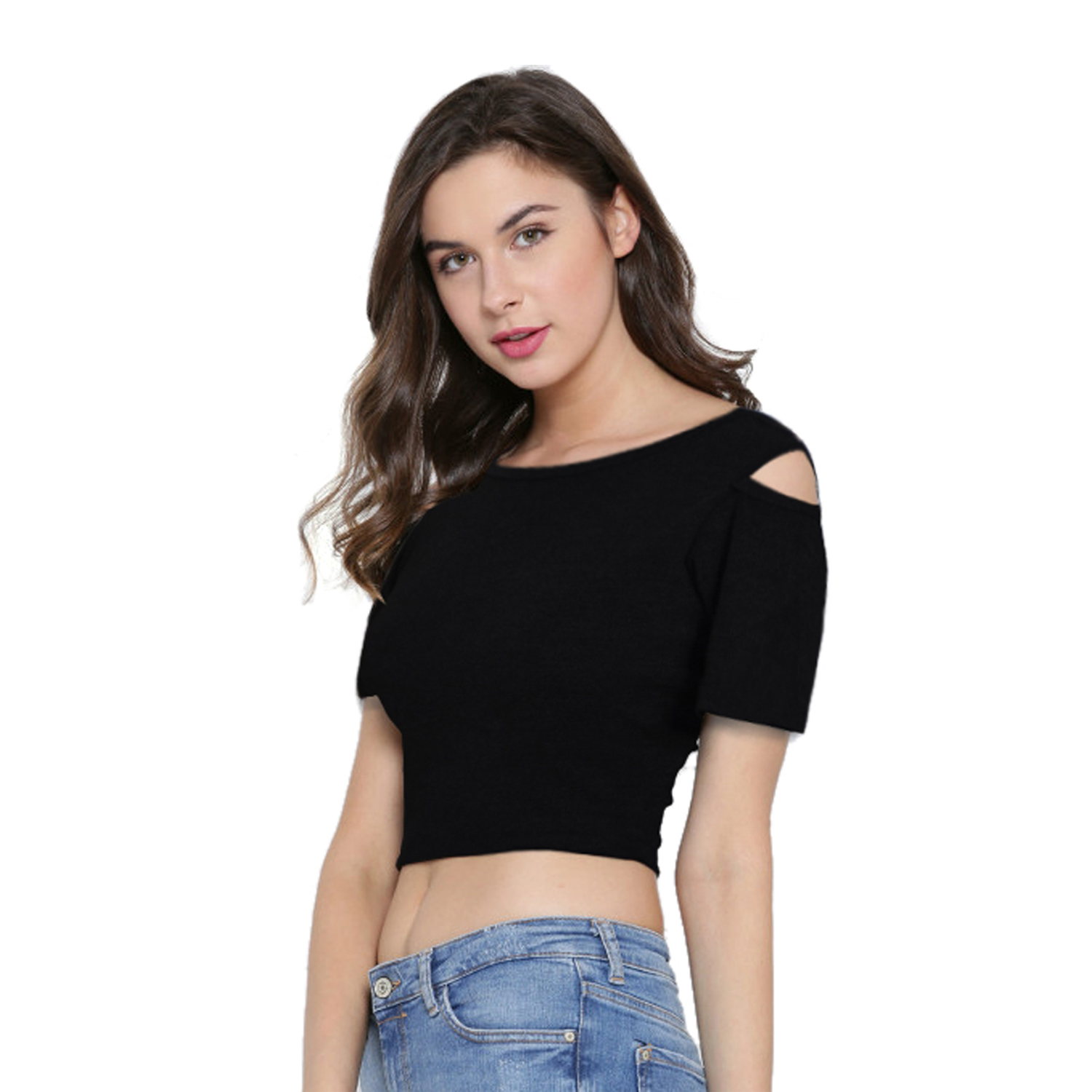 Buy Harshita Creation Fancy Designer Round Neck Short Sleeve Crop Top ...