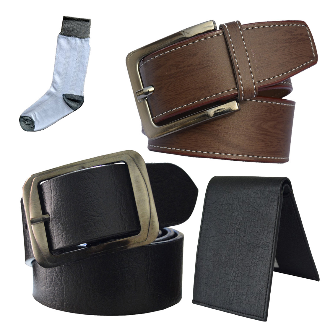 Buy Sunshopping mens black and brown leatherite needle pin point buckle ...
