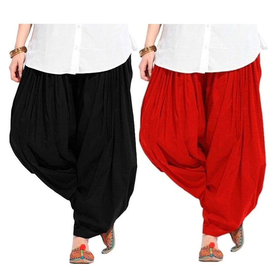Buy Evection Premium Cotton Full Patiala Salwar Pant Set of 2- Black ...