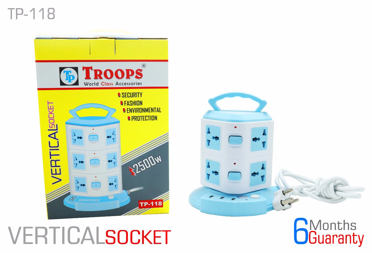 Buy Rodex TP-118 2 Layers 8-Outlets And 3-USB Ports Vertical Extension ...